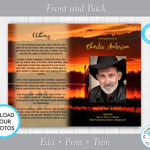 Sunset Fishing Funeral Program Template Obituary/order of - Etsy