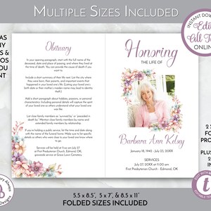 Pastel Floral Funeral Program Template, Celebration of Life Memorial ...