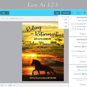 Riding Into Retirement Party Invitation and Flyer, Sunset Retirement ...