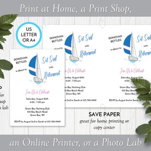 Set Sail Retirement Party Invitation, Retirement Celebration Digital ...