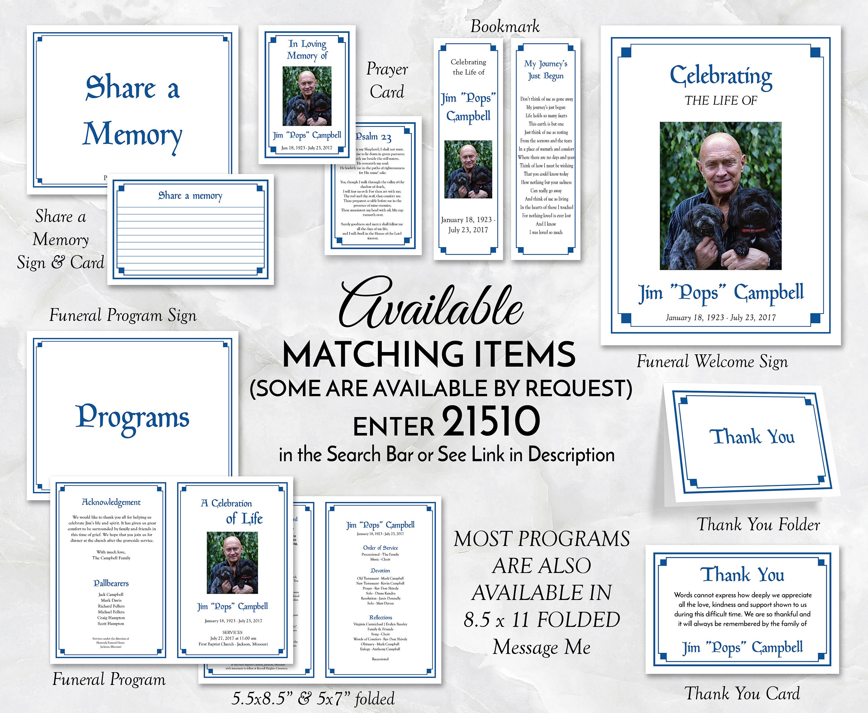 Simple Classic Funeral Program Obituary Template Celebration | Etsy