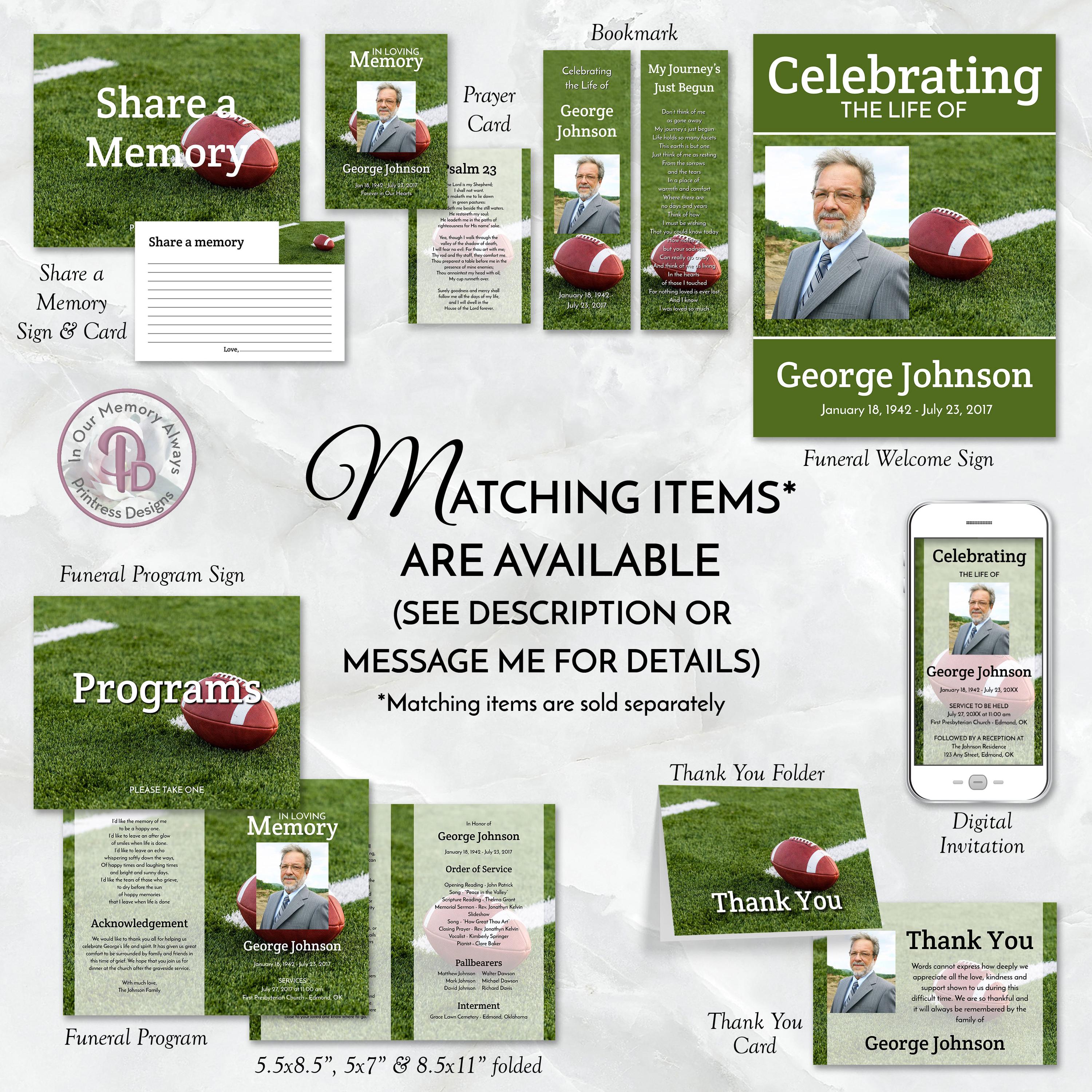 Football Fan Funeral Program Template, Obituary/order of Service ...