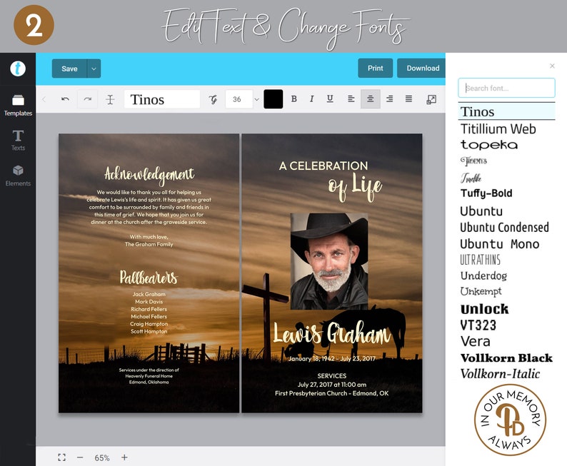 Cowboy Kneeling at a Cross Funeral Program, Obituary Template ...