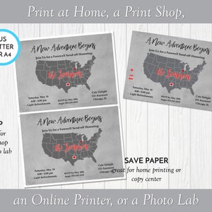 United States Map Going Away Party Invitation, Moving Party Invitation ...