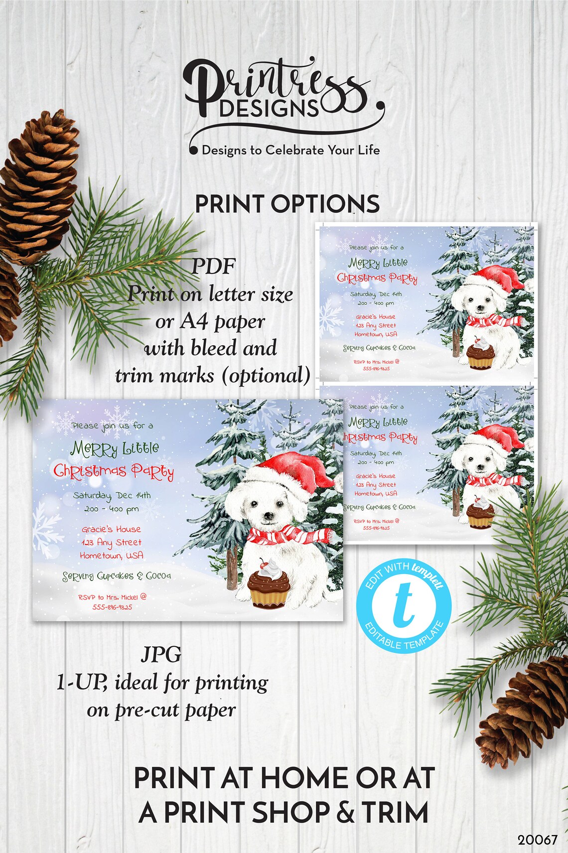 Santa Puppy Christmas Party Invitation Holiday Party | Etsy