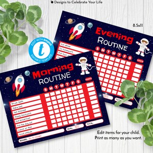 Outer Space Children's Daily Routine Charts Morning | Etsy