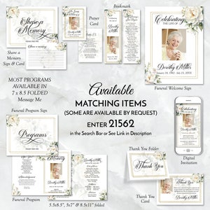 White Peony Funeral Program Template, Obituary/order of Service ...