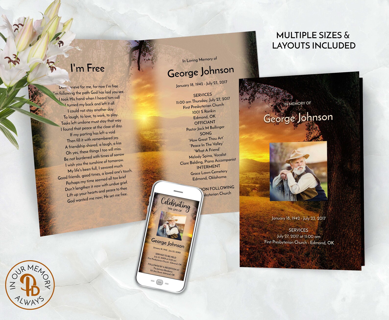 Meadow Sunset Funeral Program Template Obituary/order of - Etsy