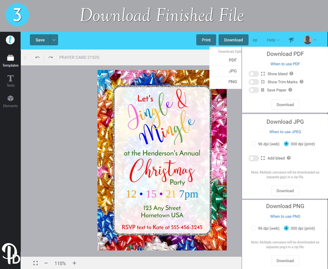 Colorful Christmas Party Invitation Holiday Invitation | Etsy