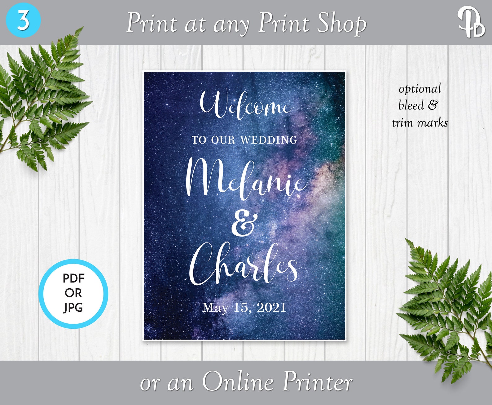 Celestial Night Wedding Welcome Sign, Winter Wedding Sign, Editable ...