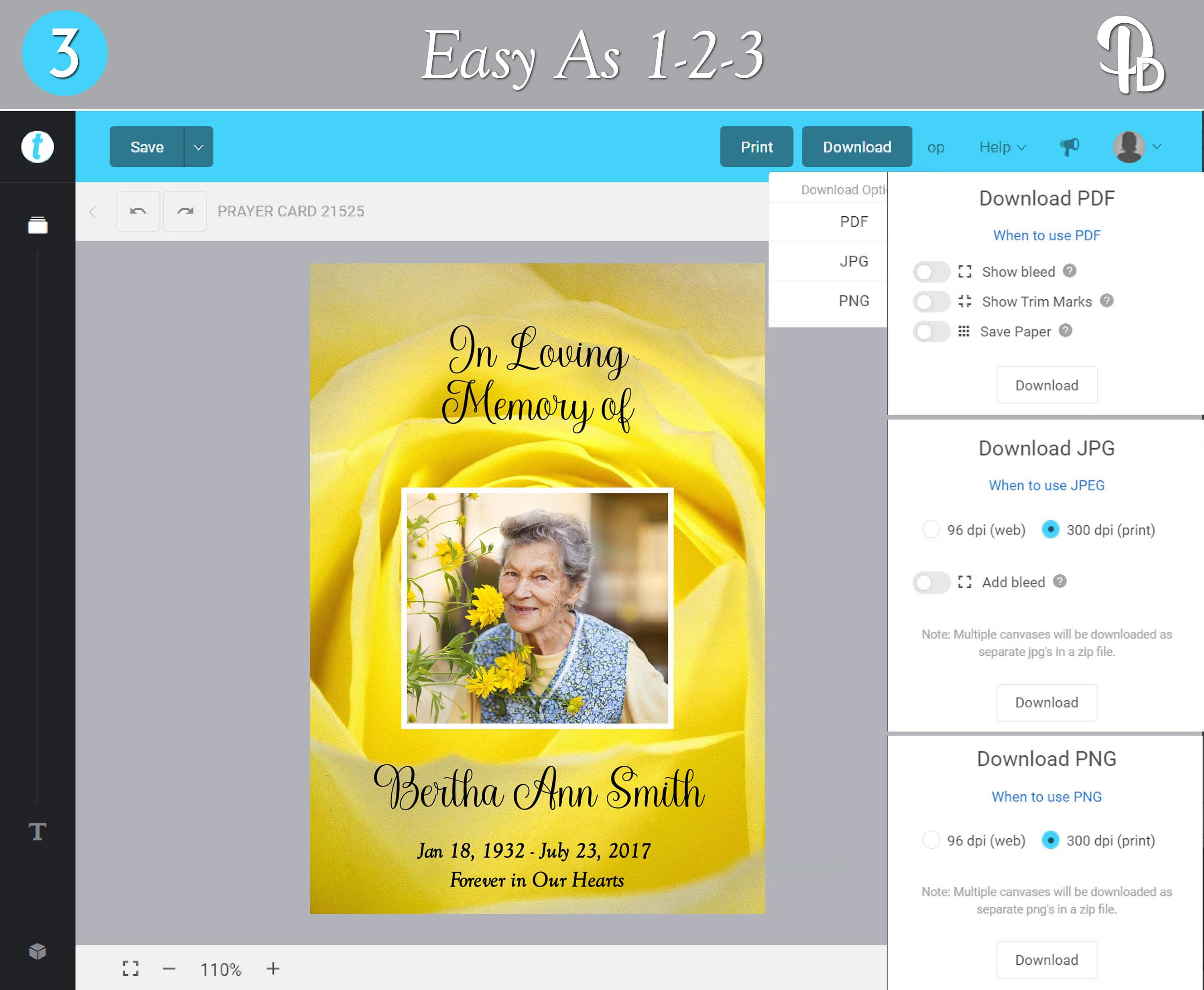 Yellow Rose Funeral Keepsake Prayer Card Memorial Favor | Etsy