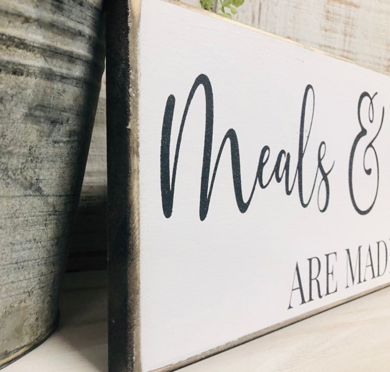 Farmhouse Kitchen Sign - Meals and Memories Are Made Here - Large ...