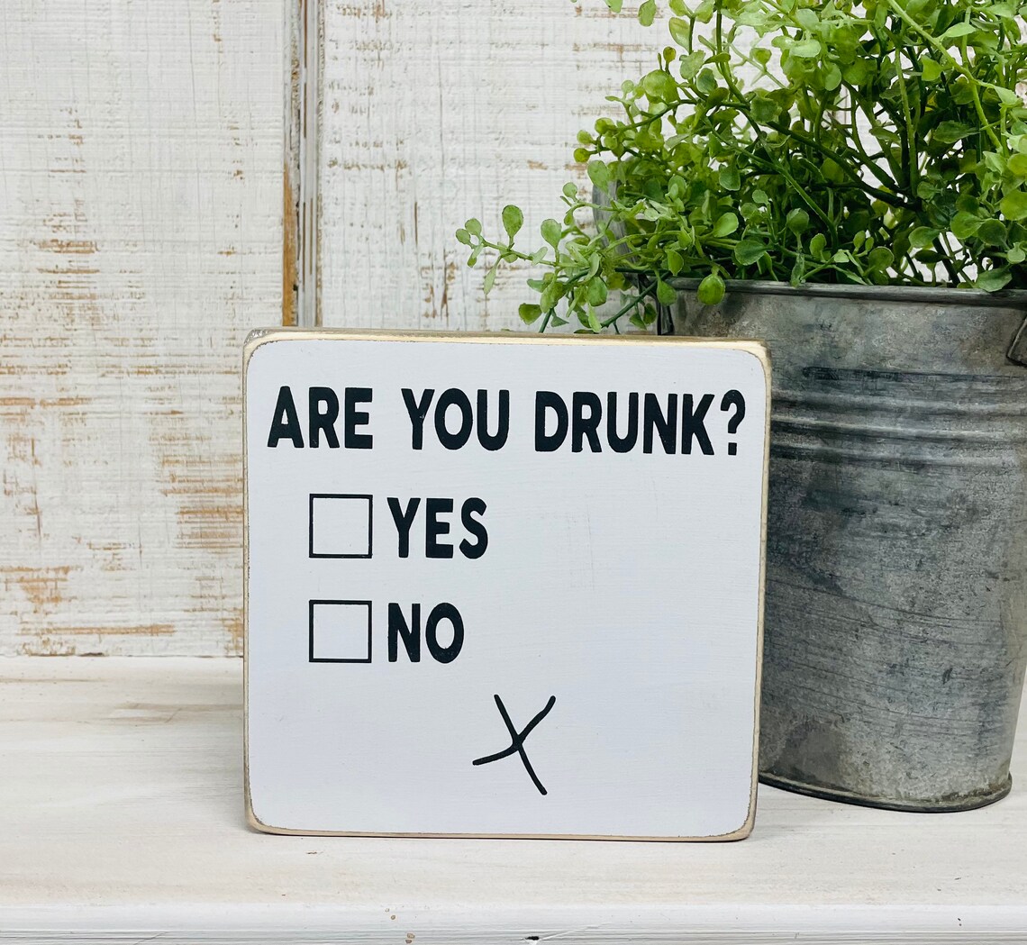 Funny Home Bar Wood Sign Wine Bar Sign Are You Drunk Yes No - Etsy