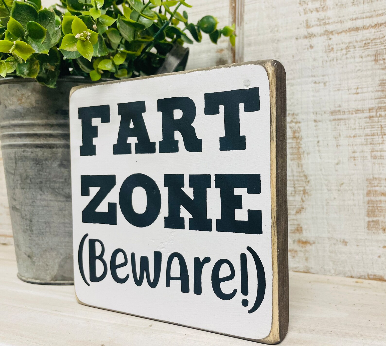 Funny Bathroom Sign, Fart Zone Beware Hand Painted Wood Sign, Farmhouse ...