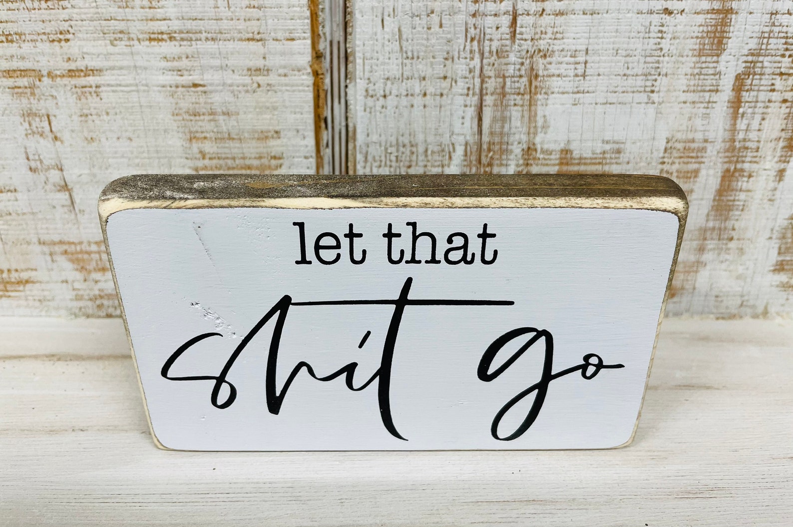 Funny Bathroom Sign Let That Shit Go Funny Desk Sign | Etsy