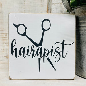 Funny Hair Dresser Salon Decor, Hairapist Wood Sign, Hair Therapist ...