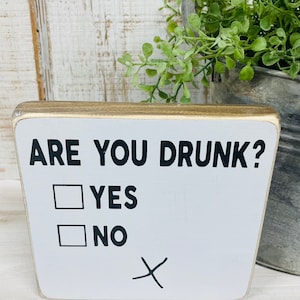 Funny Home Bar Wood Sign, Wine Bar Sign, Are You Drunk Yes No, Funny ...