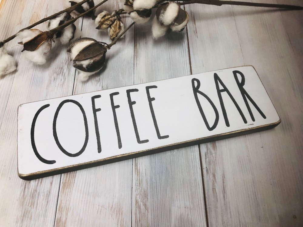 Coffee Bar Hand Painted Wood Sign Kitchen Coffee Decor - Etsy