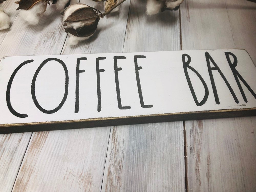 Coffee Bar Hand Painted Wood Sign Kitchen Coffee Decor - Etsy