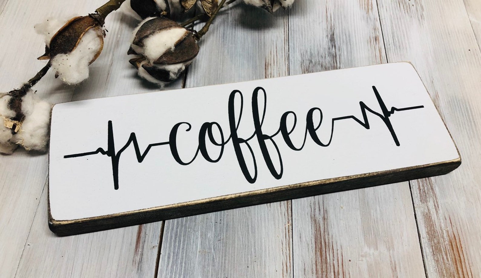 Coffee Heartbeat Sign Coffee Bar Sign Farmhouse Style - Etsy
