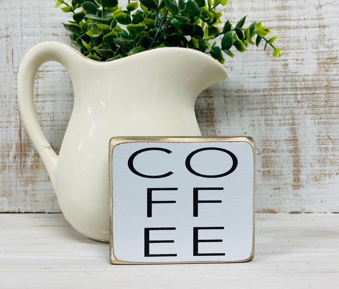 Small Coffee Bar Sign - Tiered Tray Coffee Sign - Mini Kitchen Sign ...