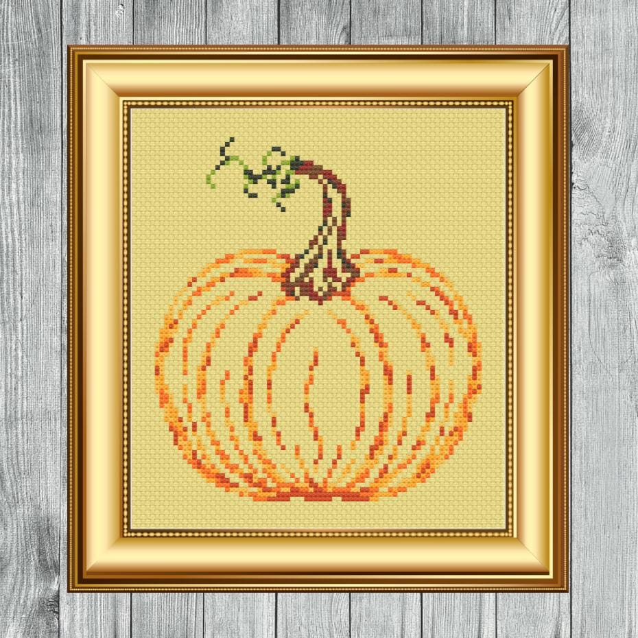 Fall Pumpkin Cross Stitch Pattern, Instant PDF Download, X Stitching ...