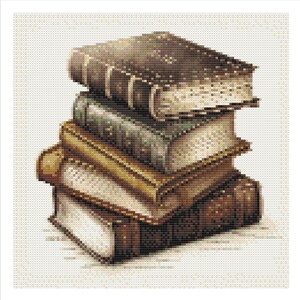 Old Books Stacked Cross Stitch Pattern, Instant PDF Download, X Stitch ...