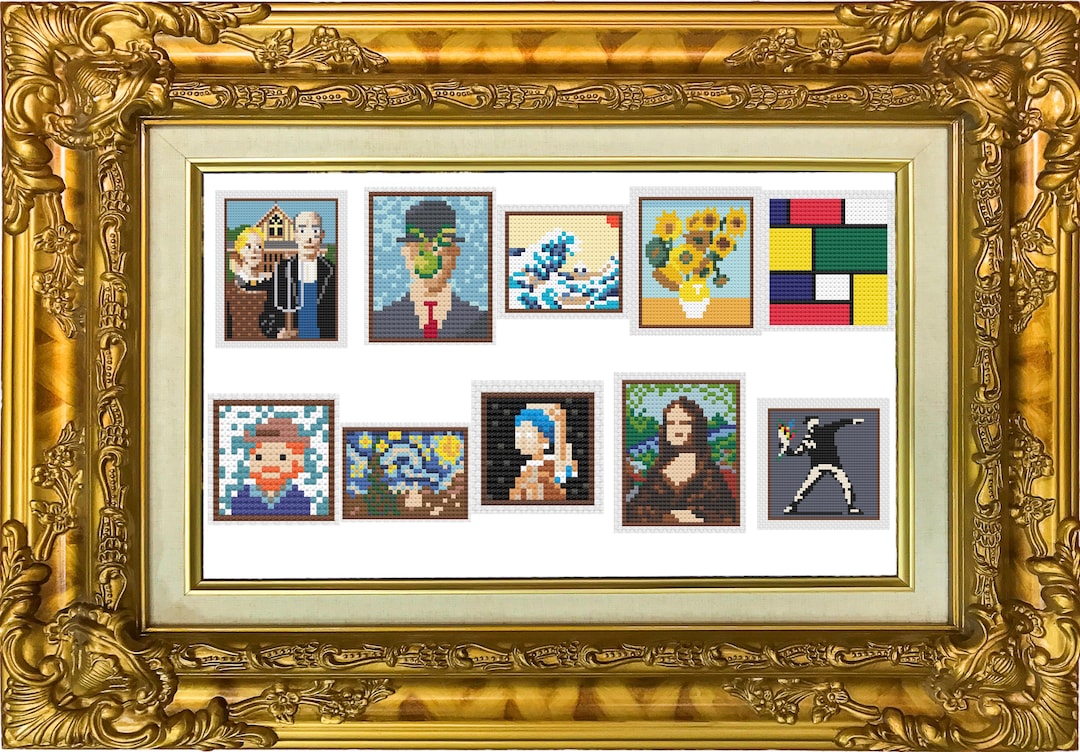 Ten Pack Mini Masterpiece Art Cross Stitch Patterns, Instant PDF ...