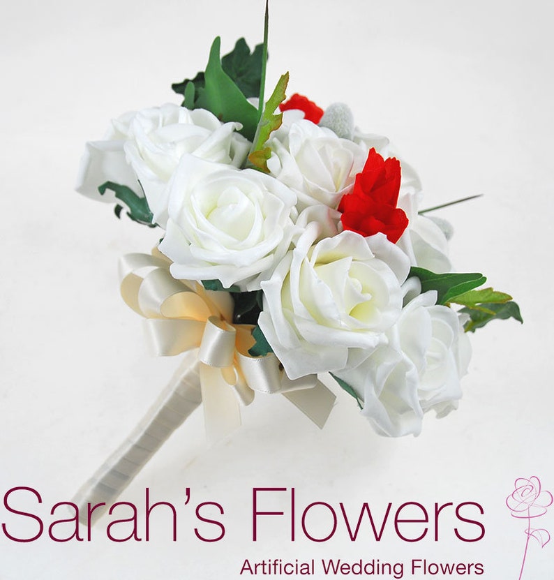Bridesmaids Red Silk Poppy & Ivory Foam Rose Maids Wedding - Etsy