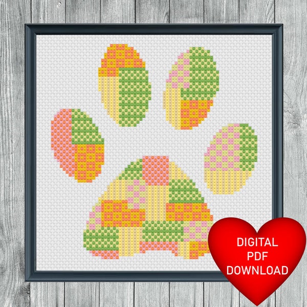 14 Ct Paw Cross Stitch Pattern - Etsy