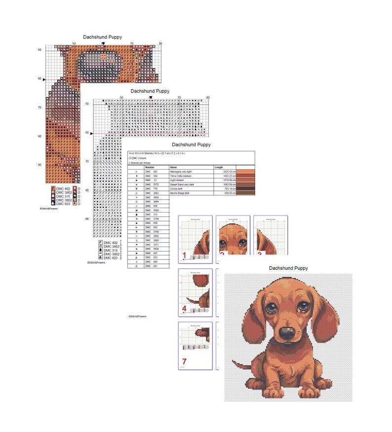 Cross Stitch Pattern Dachshund Puppy Cross Stitch, Instant PDF Download ...
