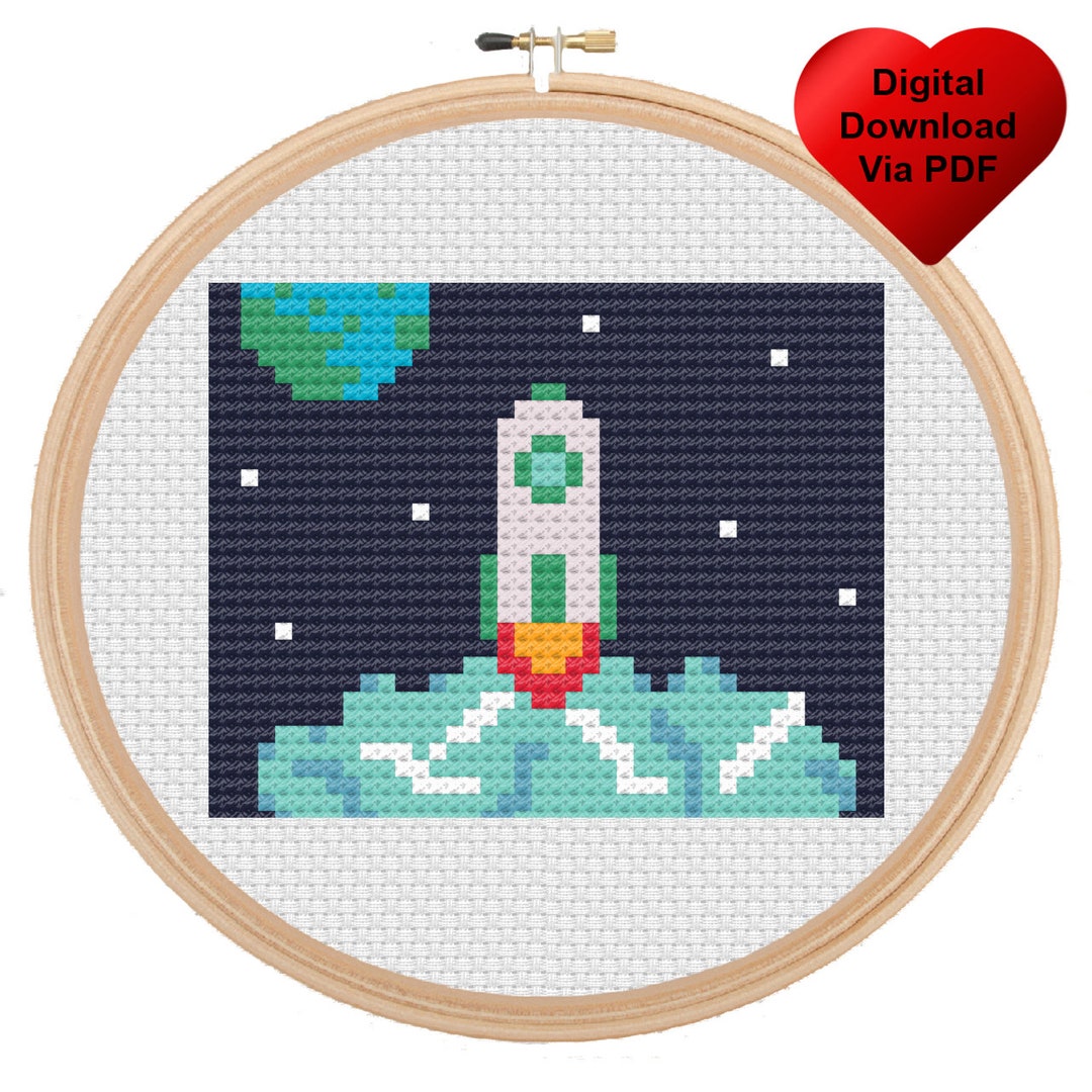 Space Rocket Cross Stitch Pattern, Instant PDF Download, X Stitch ...