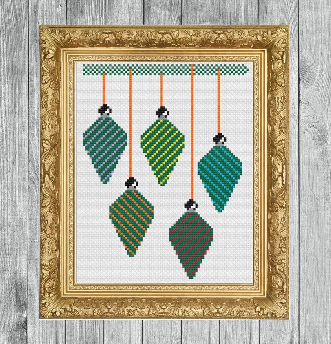 Hanging Christmas Baubles Cross Stitch Pattern, Instant PDF Download, X ...