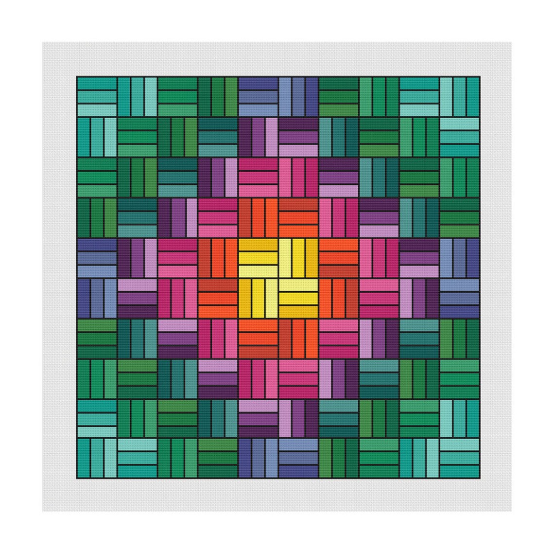 Multicoloured Rectangle Cross Stitch Pattern Style Art, Instant PDF ...