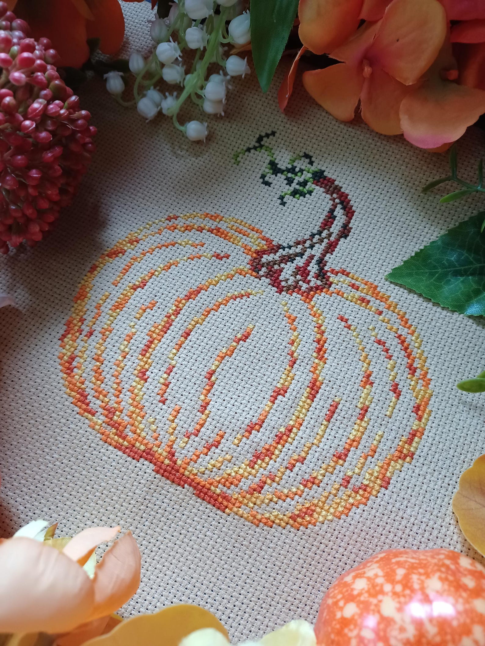 Fall Pumpkin Cross Stitch Pattern, Instant PDF Download, X Stitching ...