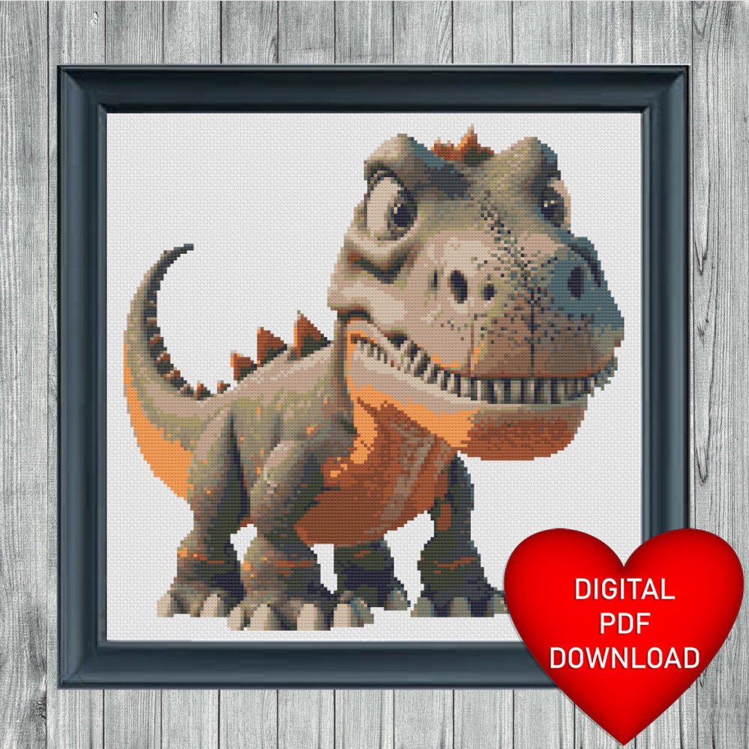 Allosaurus Dinosaur Cross Stitch Pattern, Instant PDF Download, Bird X ...