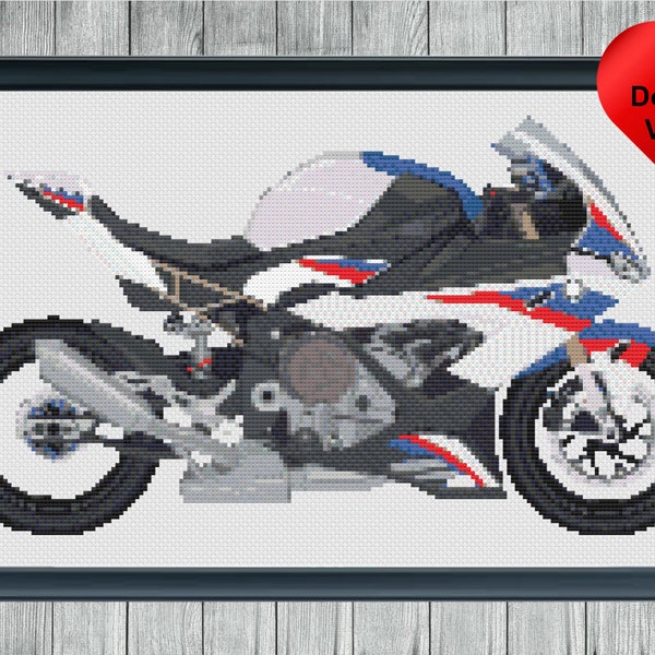 Cross Stitch Motorcycle Pattern - Etsy