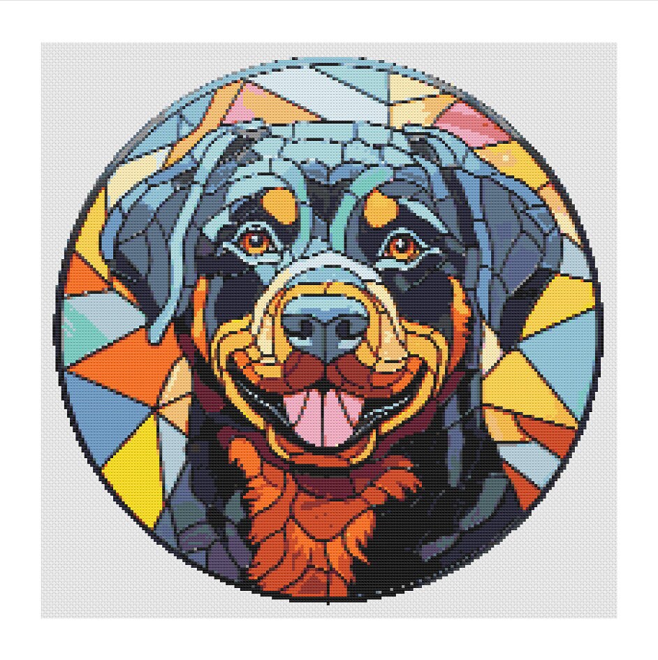 Cross Stitch Pattern, Stained Glass Style Rottweiler, Instant PDF ...