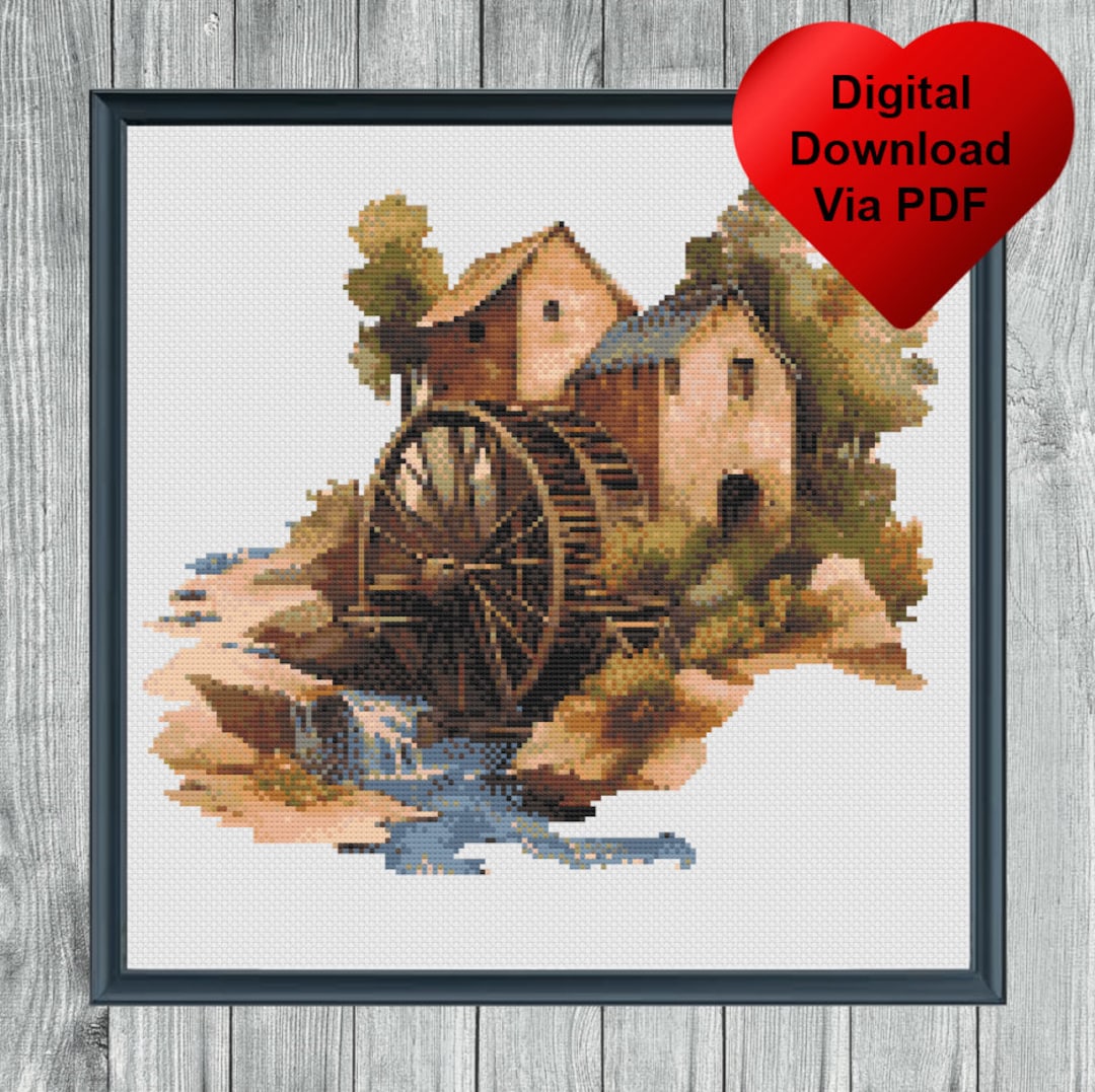 Watercolour Watermill Cross Stitch Pattern Instant PDF - Etsy