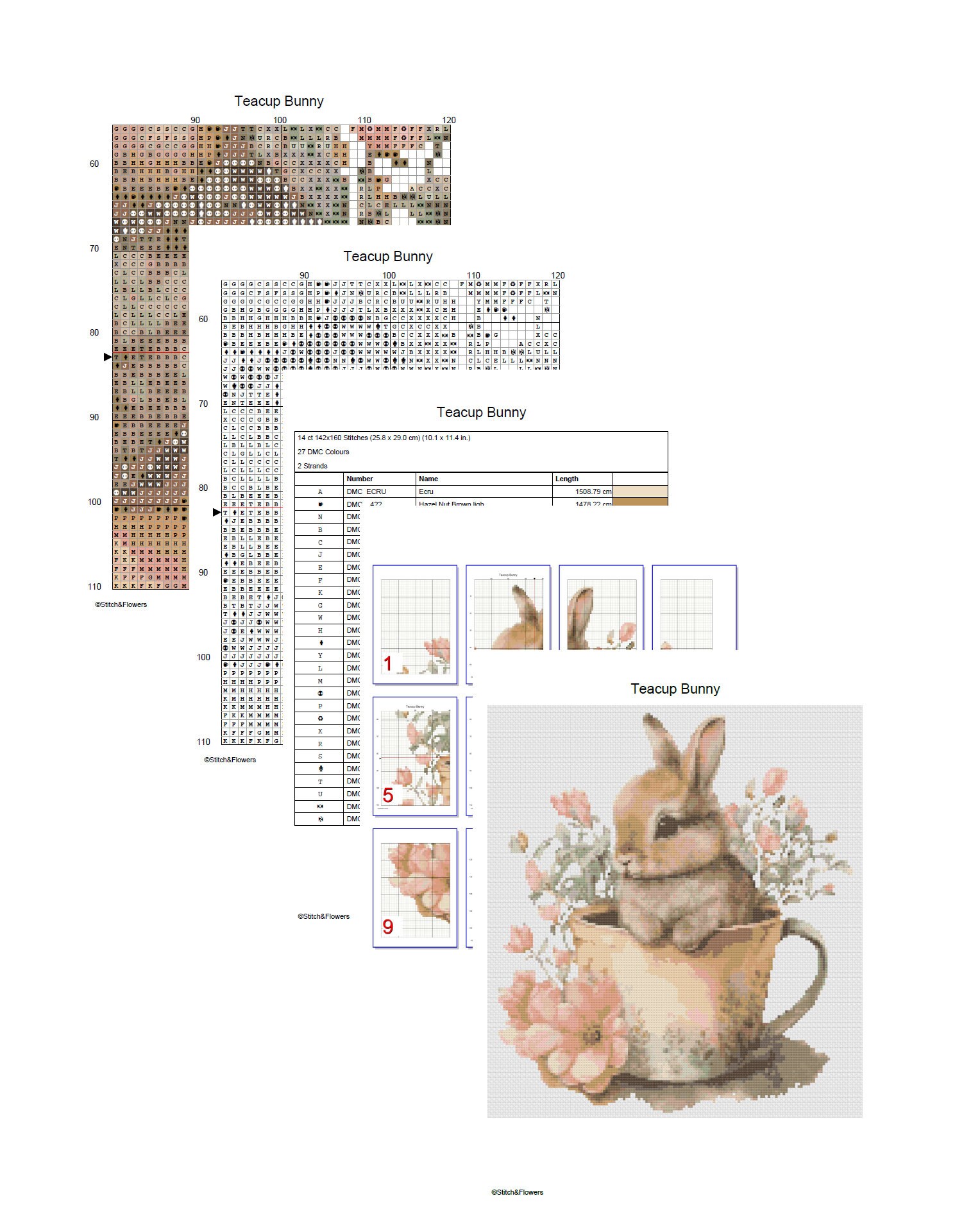 Teacup Bunny Cross Stitch Pattern, Instant PDF Download, X Stitch ...