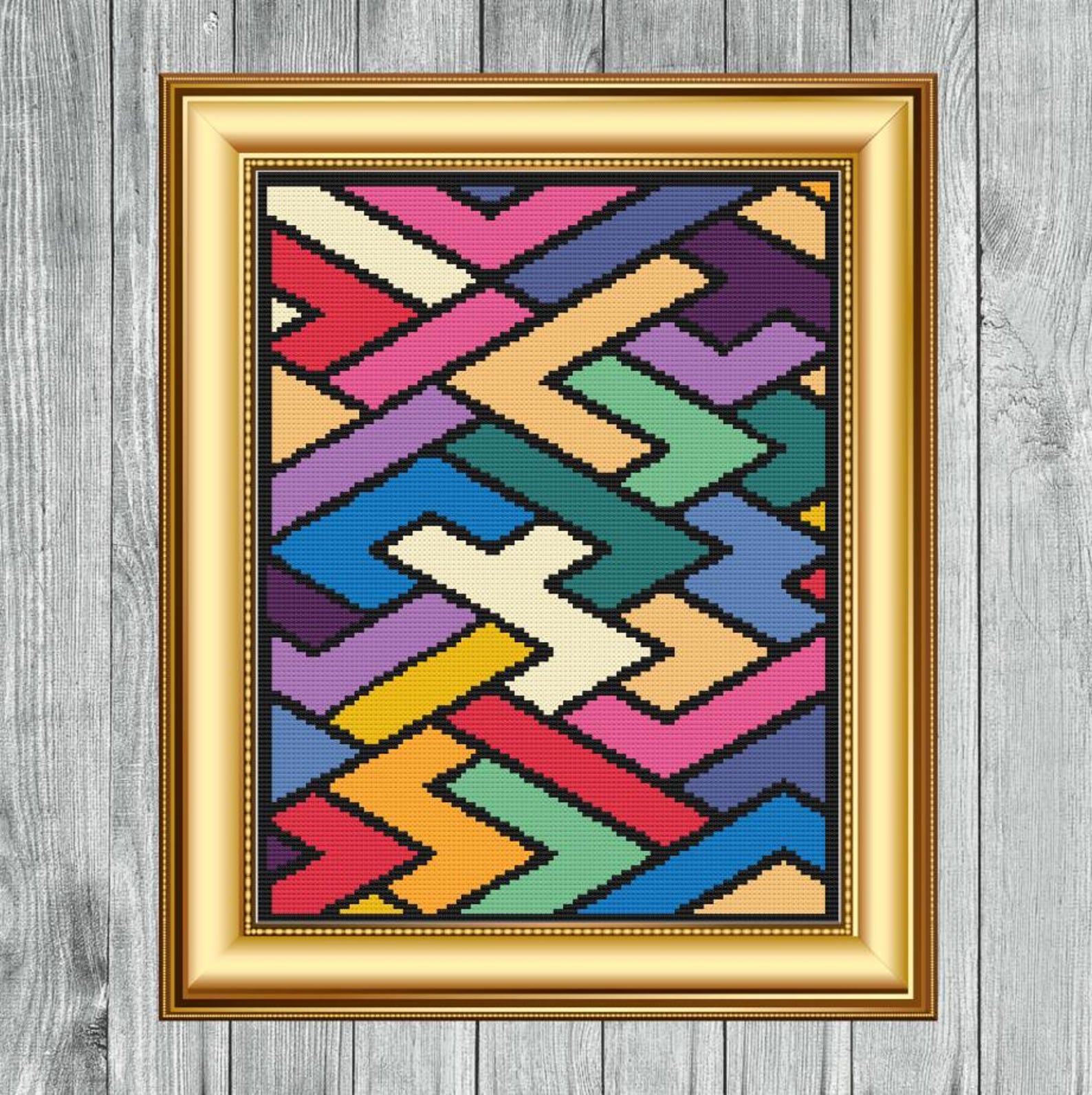 3D Puzzle Style Mixed Colour Cross Stitching PDF Patten, Instant PDF ...