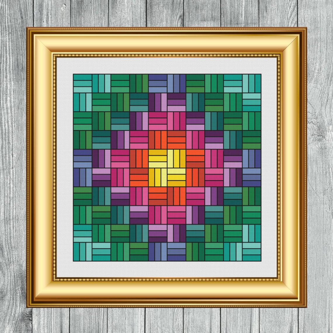 Multicoloured Rectangle Cross Stitch Pattern Style Art, Instant PDF ...