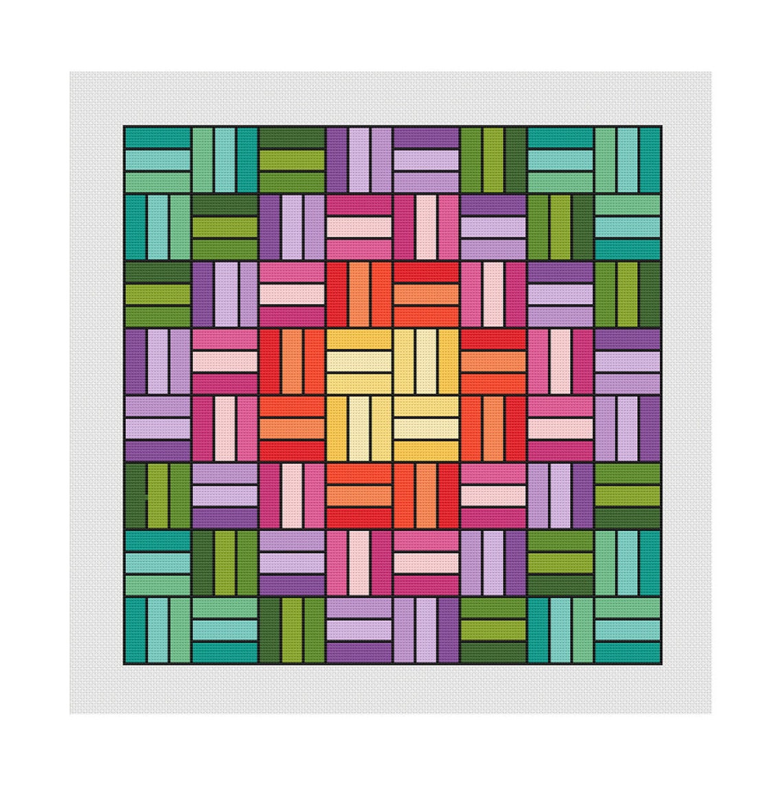 Rainbow Colours Rectangle Cross Stitch Pattern Style Art, Instant PDF ...