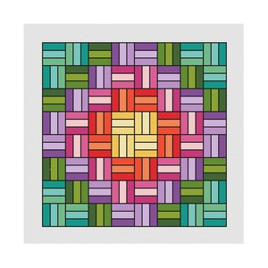 Rainbow Colours Rectangle Cross Stitch Pattern Style Art, Instant PDF ...