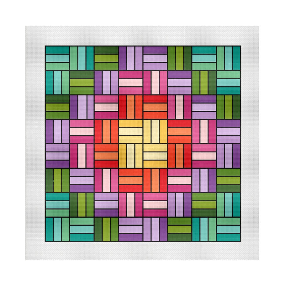 Rainbow Colours Rectangle Cross Stitch Pattern Style Art, Instant PDF ...