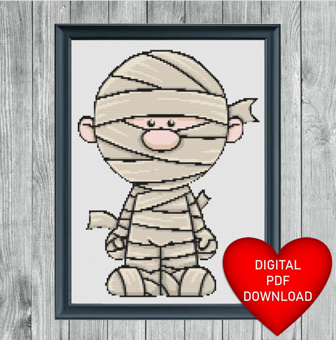 Cross Stitch Pattern Spooky Halloween Mummy, Instant PDF Download, X ...