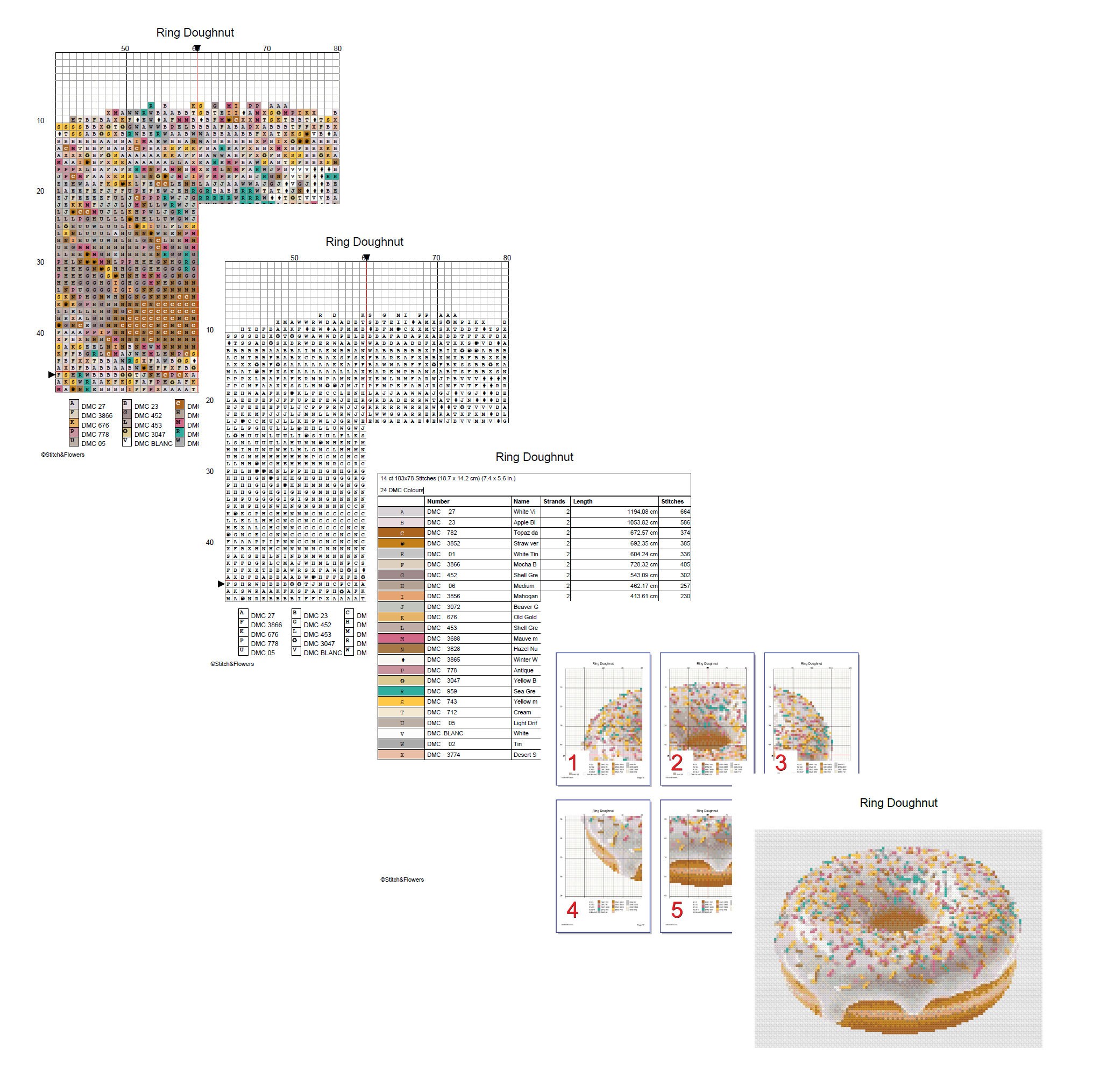Ring Doughnut With Sprinkles Cross Stitch Pattern, Instant PDF Download ...