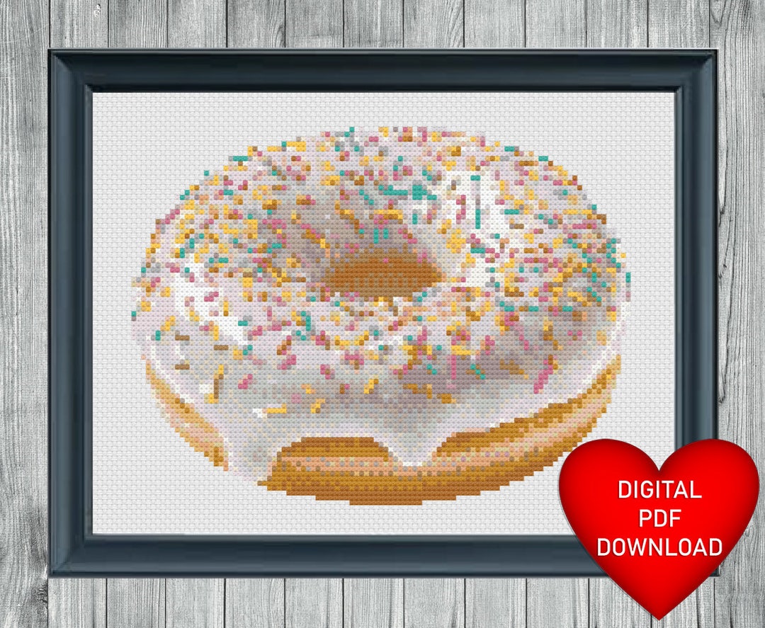 Ring Doughnut With Sprinkles Cross Stitch Pattern, Instant PDF Download ...