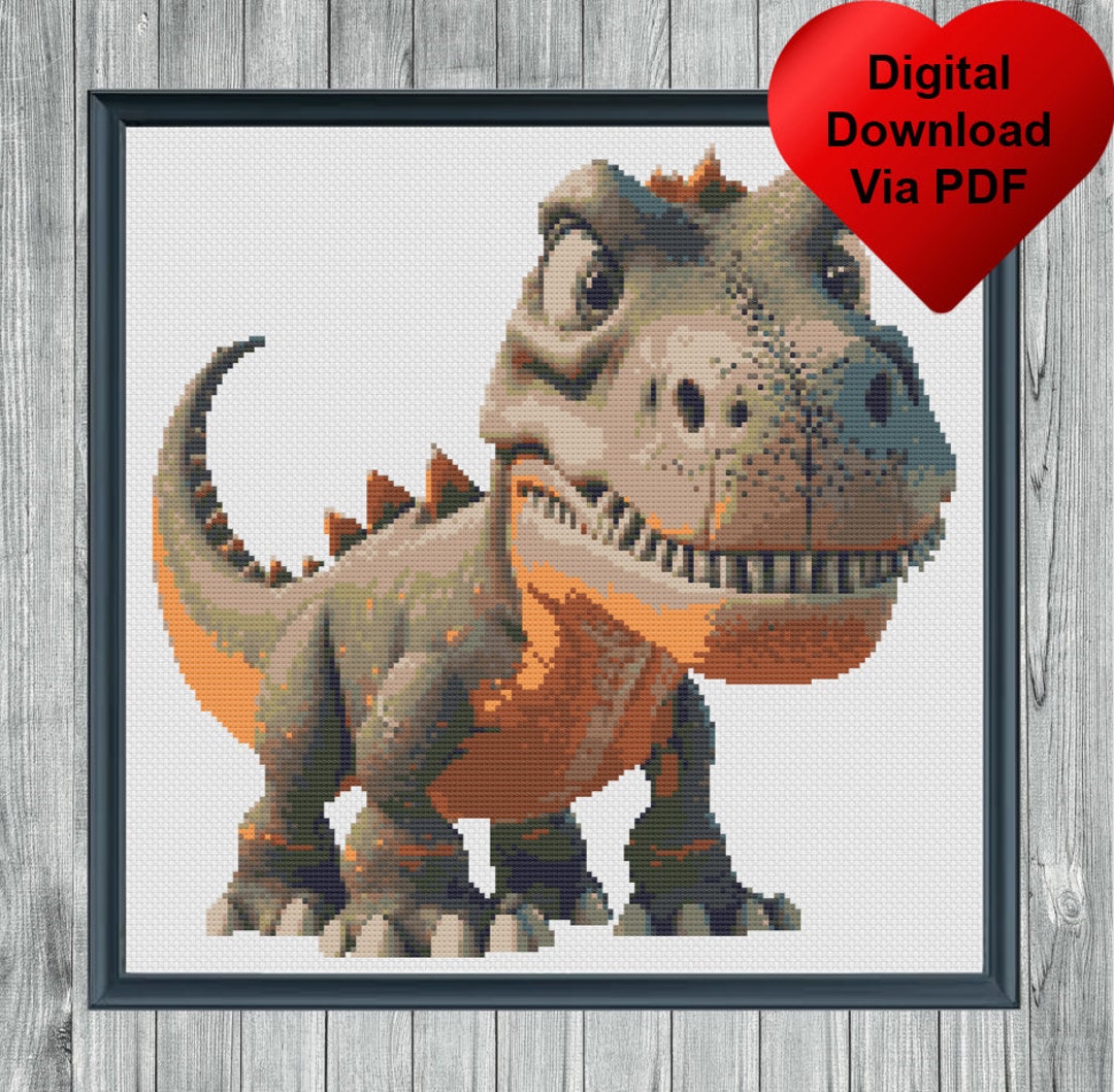 Allosaurus Dinosaur Cross Stitch Pattern, Instant PDF Download, Bird X ...