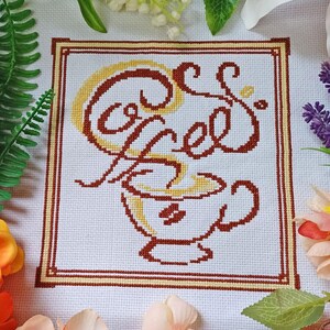 Cross Stitch Pattern, Coffee Time, Frame Art, Instant PDF Download, X ...